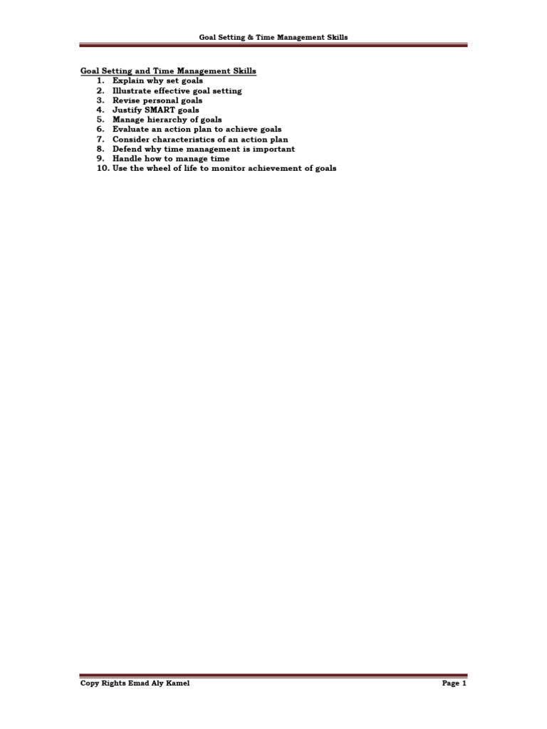 Goal Setting Time Management 7 | PDF