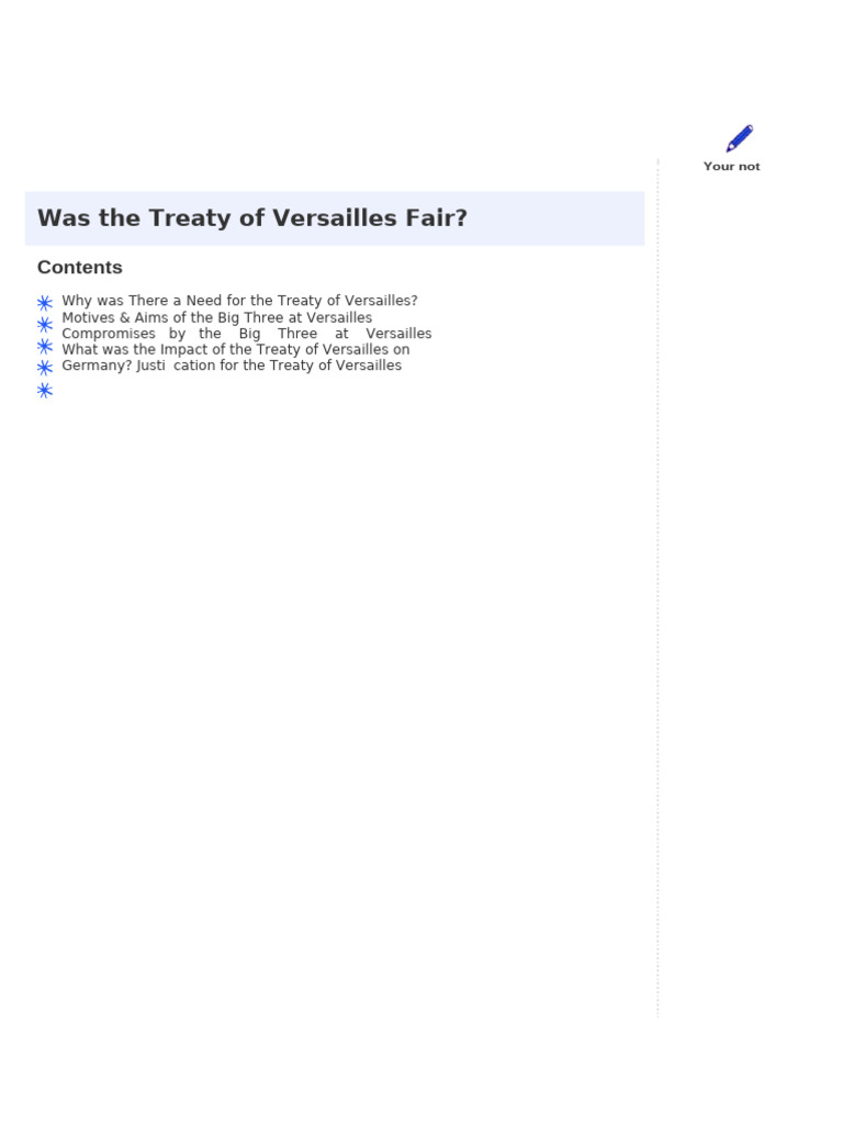 Treaty of versailles notes | PDF