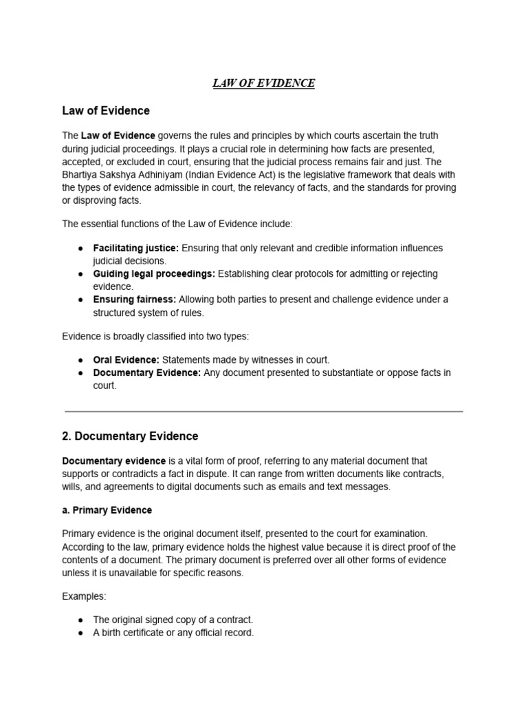 Law of Evidence | PDF