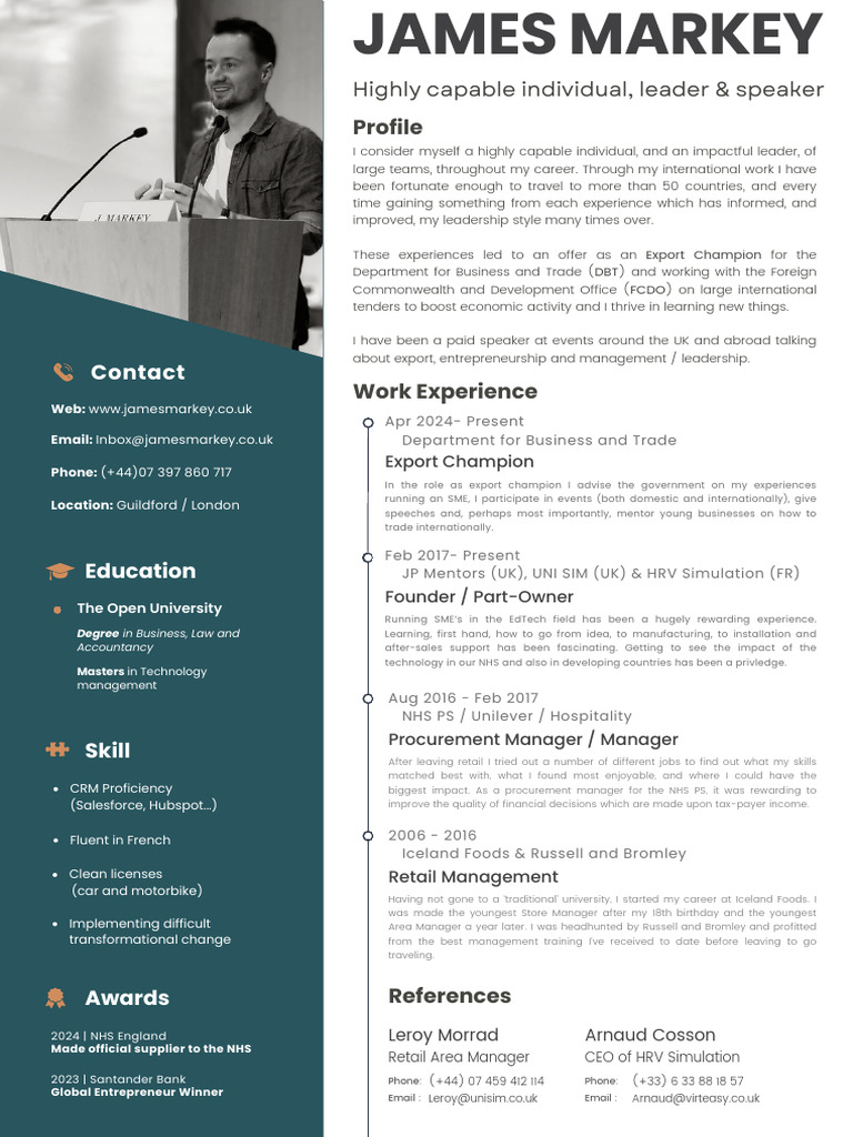 James Markey CV 2024 V1 | PDF