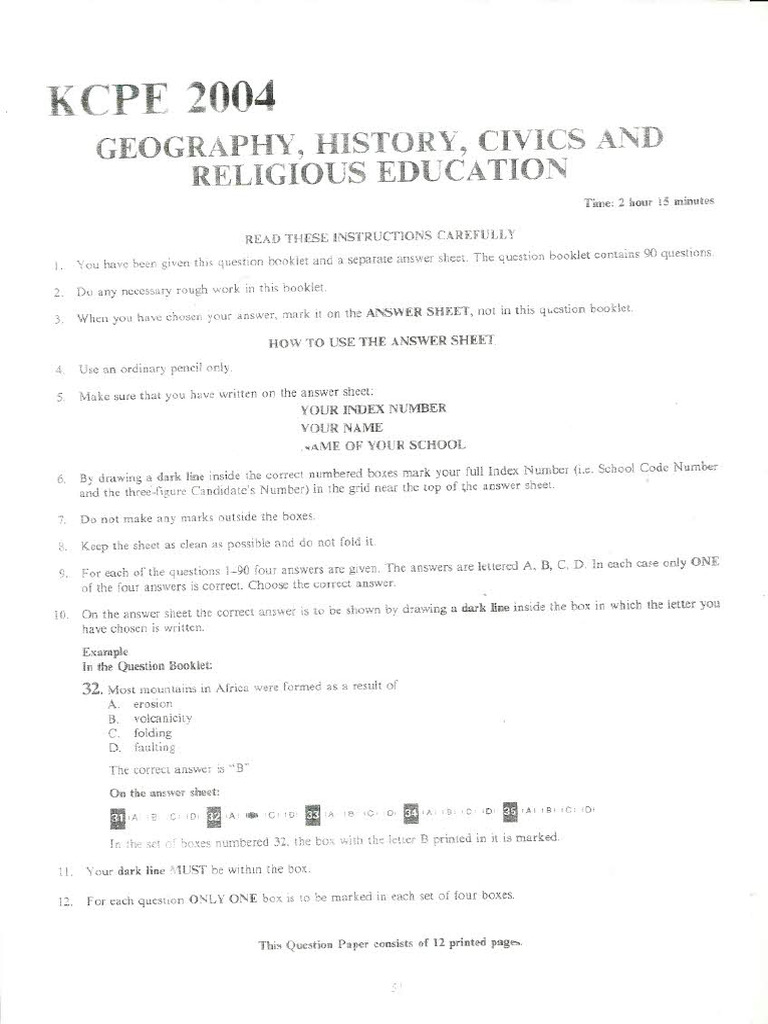 Kcpe 2004 Ghcre e | PDF