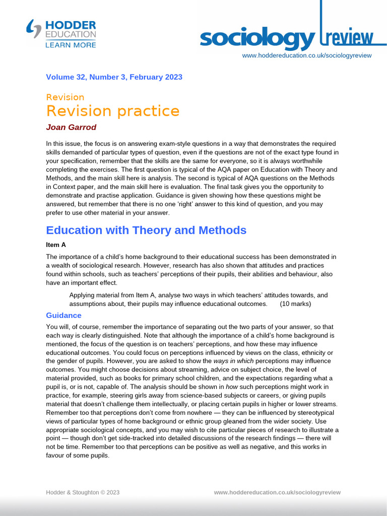 Sociology Review 32 3 Worksheet | PDF | Sociology | Career & Growth