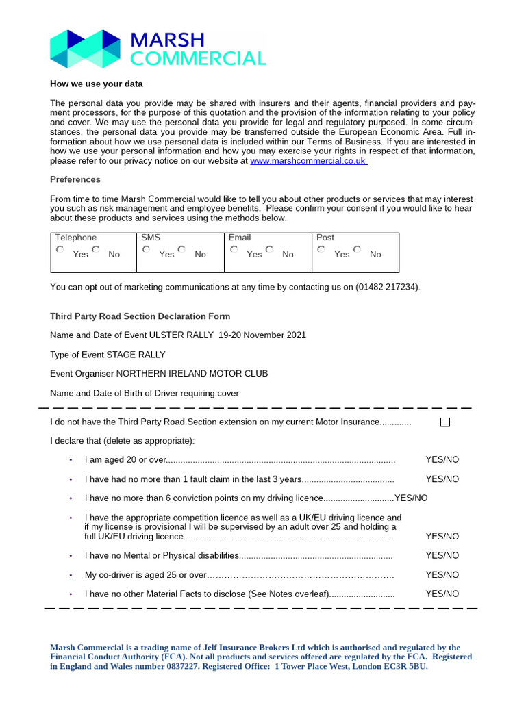 Driver Declaration Form Instructions | PDF | Insurance | Law