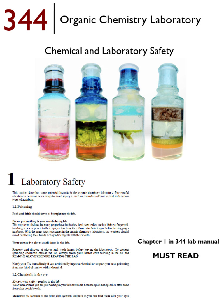 CHEM 344 Slides For Lab Safety Video - HANDOUTS | PDF
