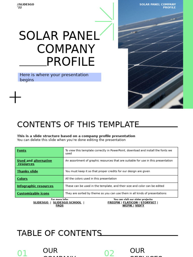 Solar Panel Company Profile by Slidesgo | PDF