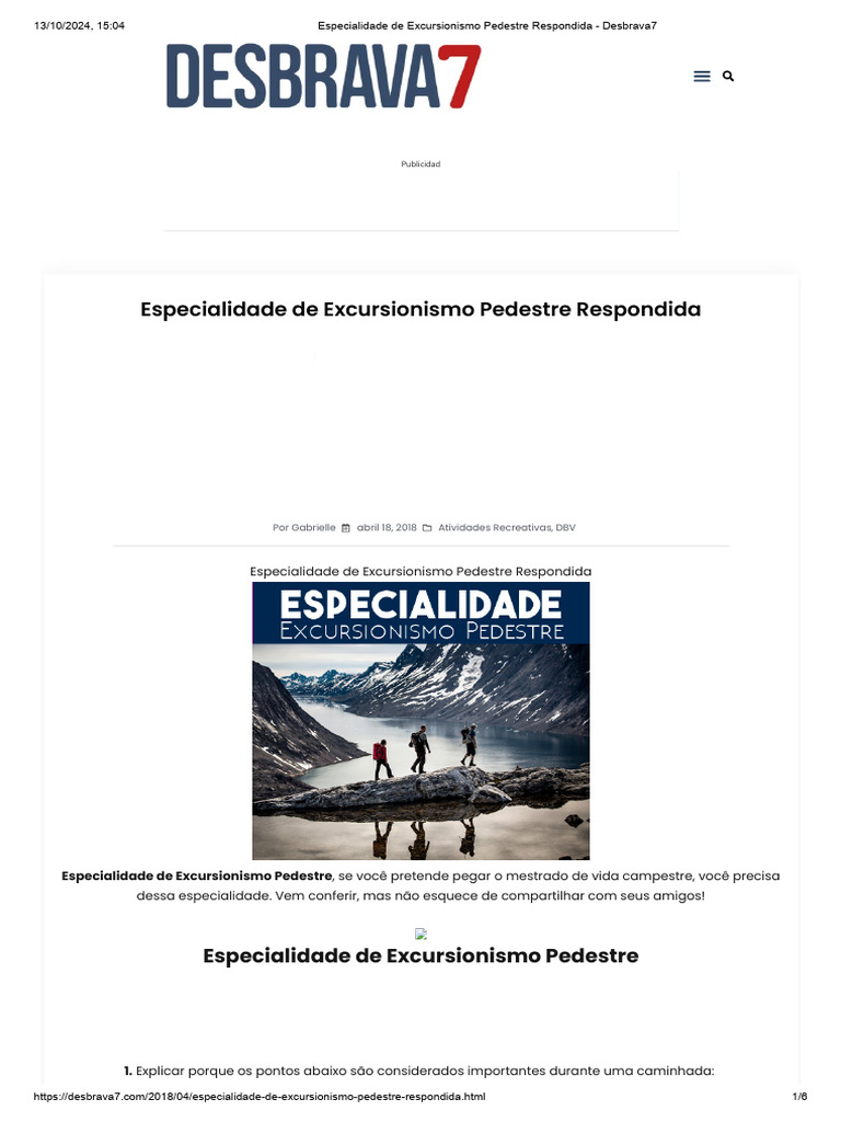 Prova de Excursionismo Pedestre - Desbrava7 | PDF