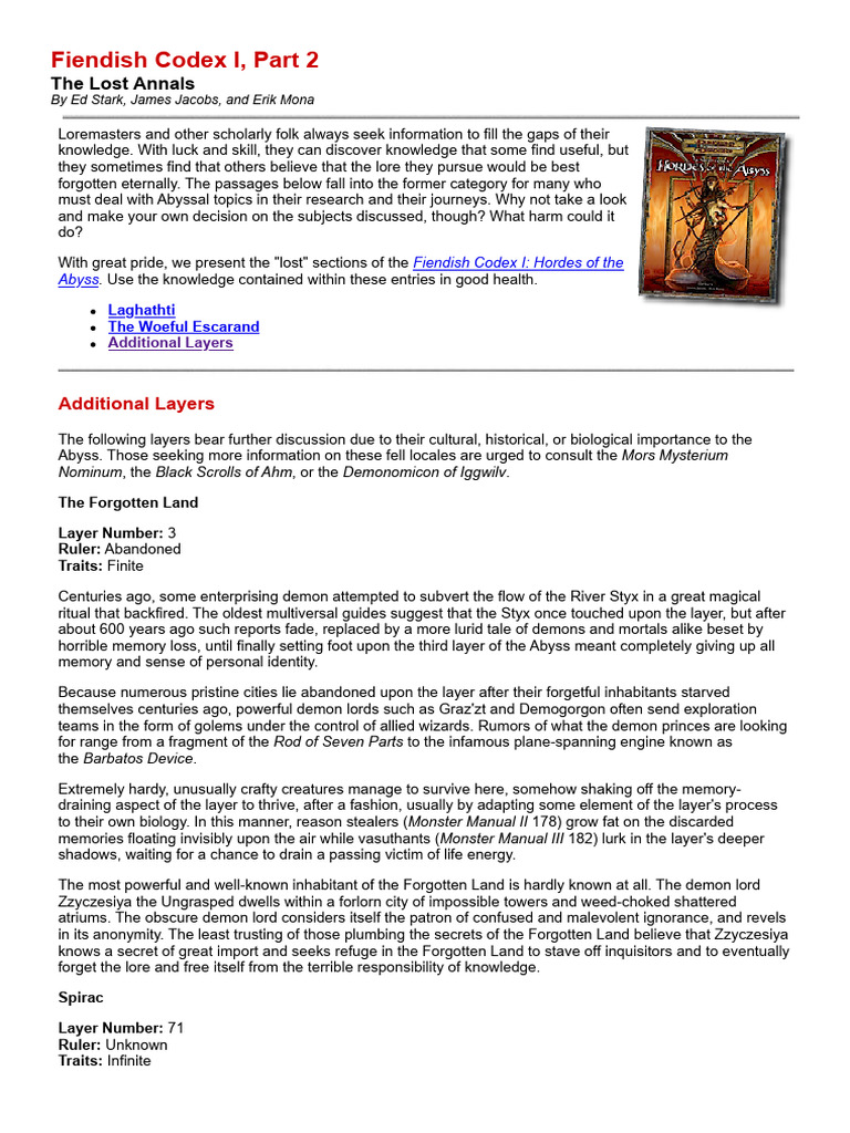 Fiendish Codex I_ The Lost Entries - Additional Layers | PDF