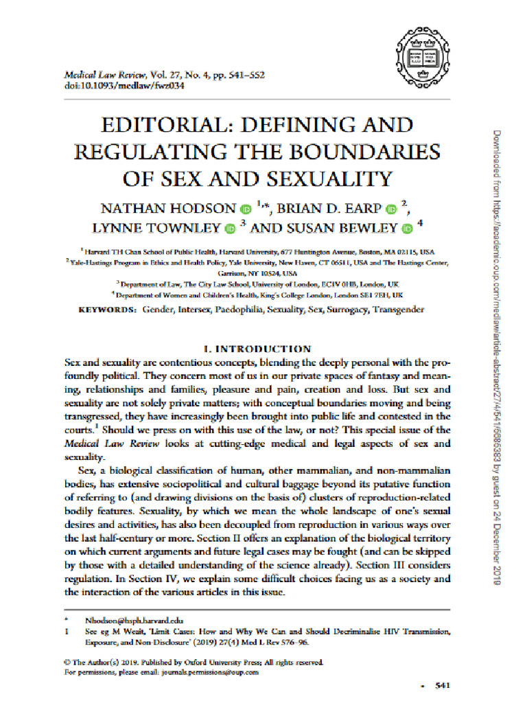 Defining And Regulating The Boundaries Of Sex And Sexuality Pdf