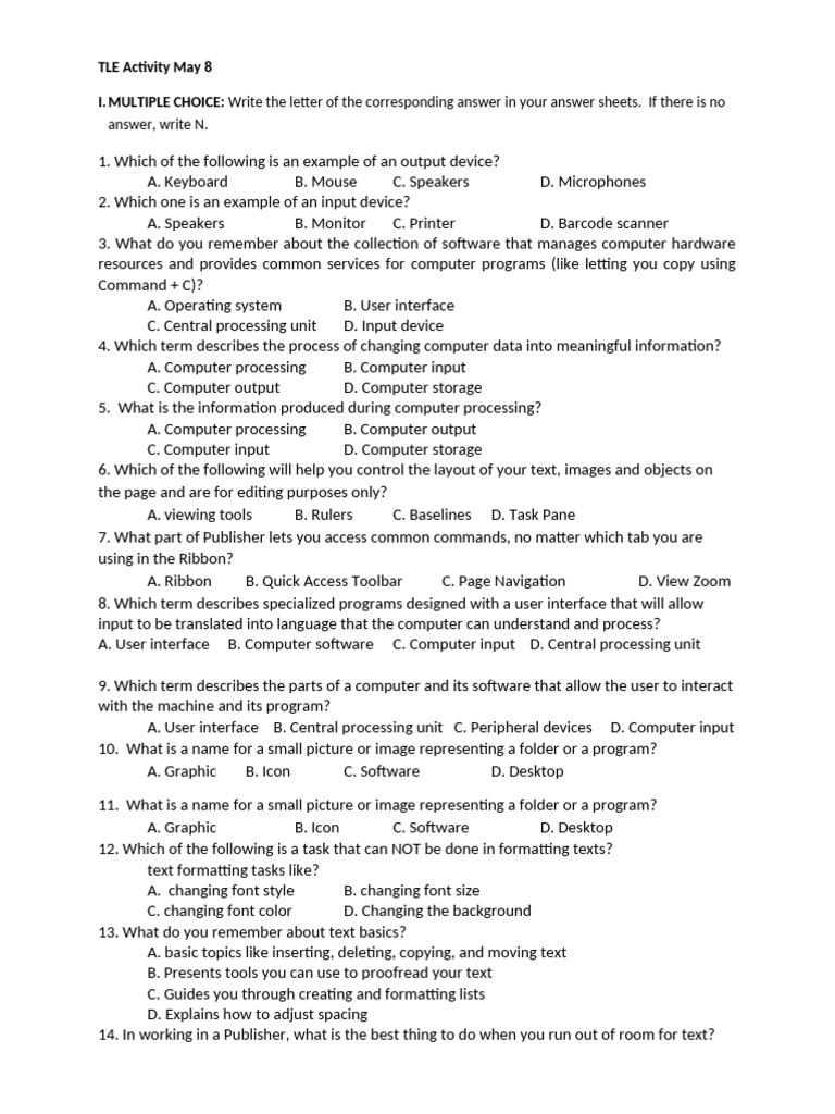TLE Activity May 8 | PDF