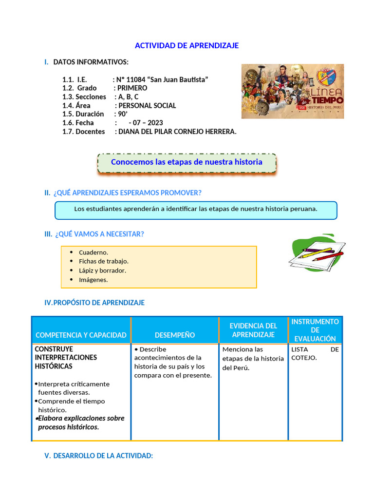 PS. - Conocemos Las Etapas de Nuestra Historia | PDF