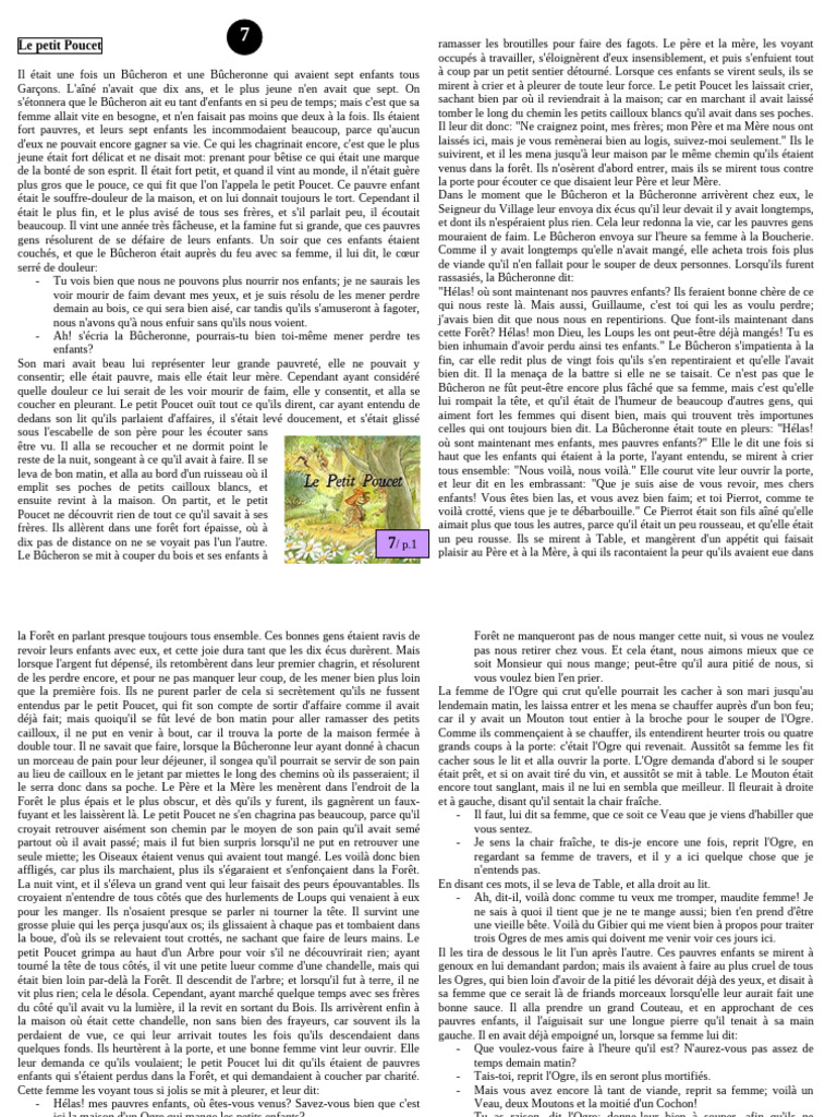Le Petit Poucet - Conte + Questions | PDF