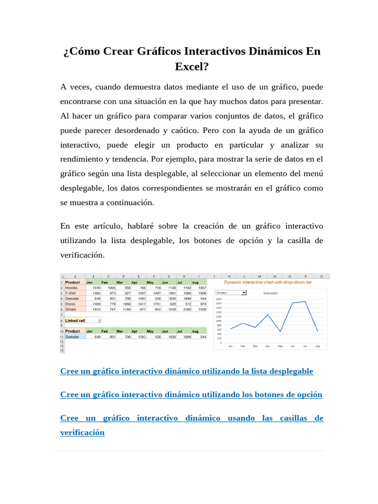 Cómo Crear Gráficos Interactivos Dinámicos en Excel | PDF | Microsoft Excel | Finanzas y dinero