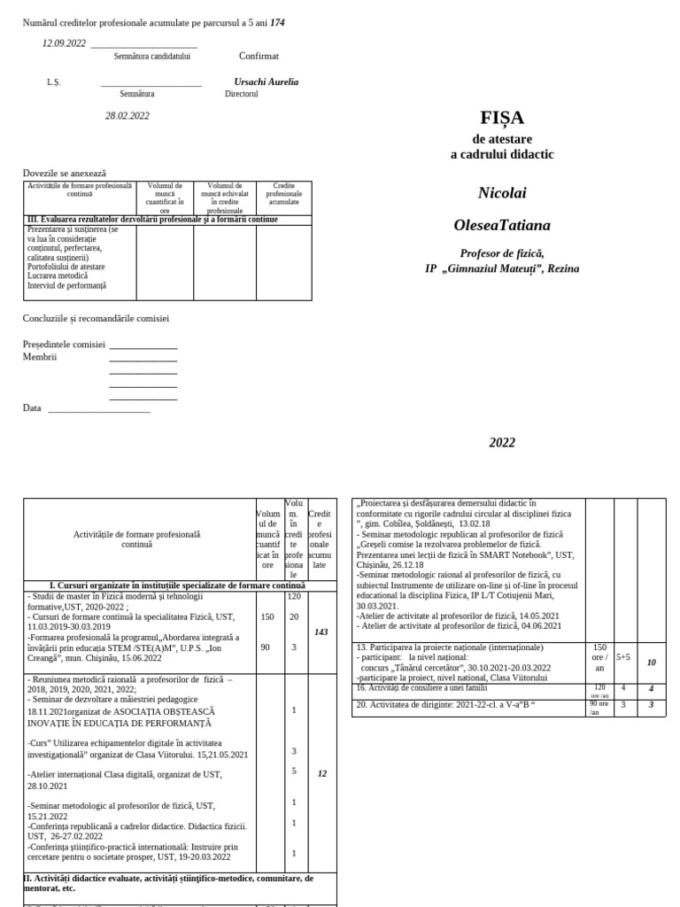 Fisa-de-atestare-Nicolai Olesea | PDF