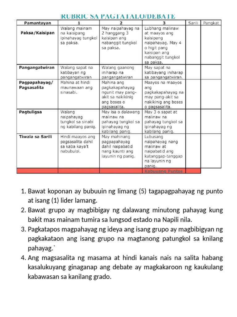 Pamantayan Sa Debate | PDF
