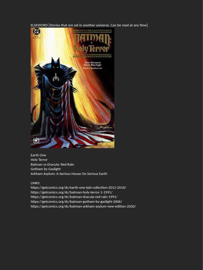 The Great Batman Reading Order by Mr. Kokkalakis | PDF | Batman | Comics