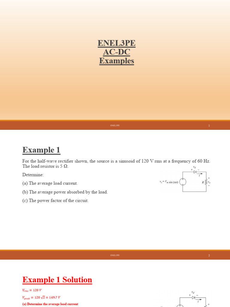 ENEL3PE Examples 01 Rectifiers | PDF