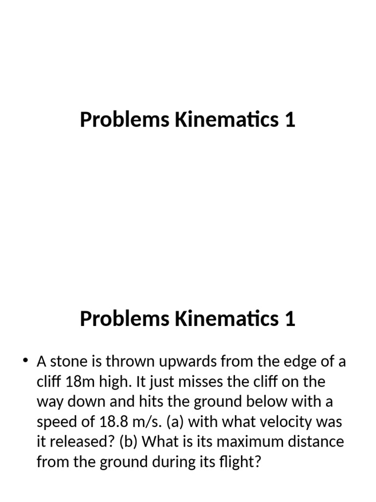 Problems Kinematics 1 | PDF