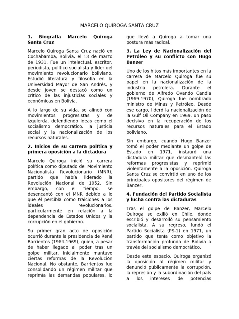 Marcelo Quiroga Santa Cruz | PDF