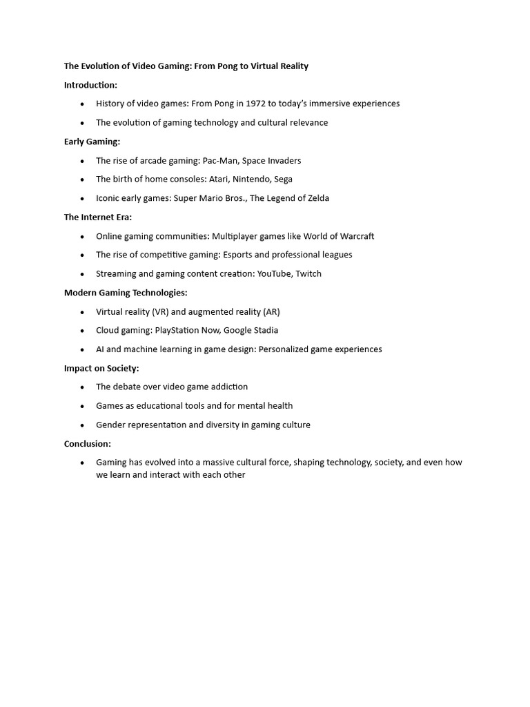 The Evolution of Video Gaming | PDF