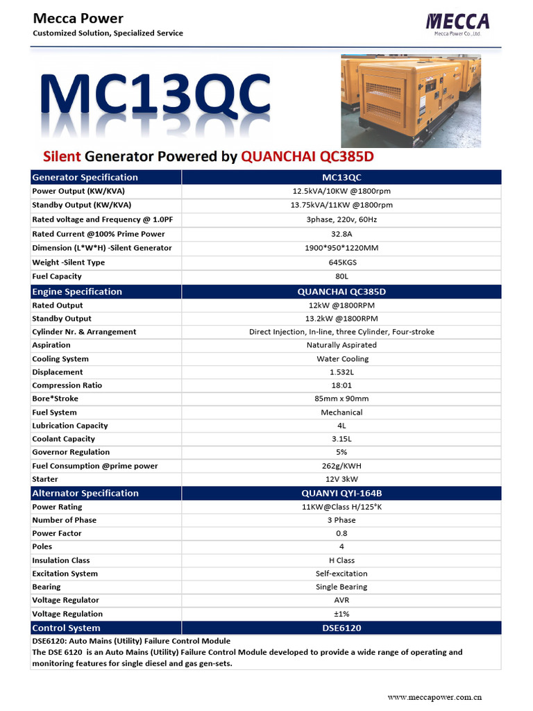 Brochure MC13QC With Quanchai QC385D | PDF | Diesel Engine | Machines