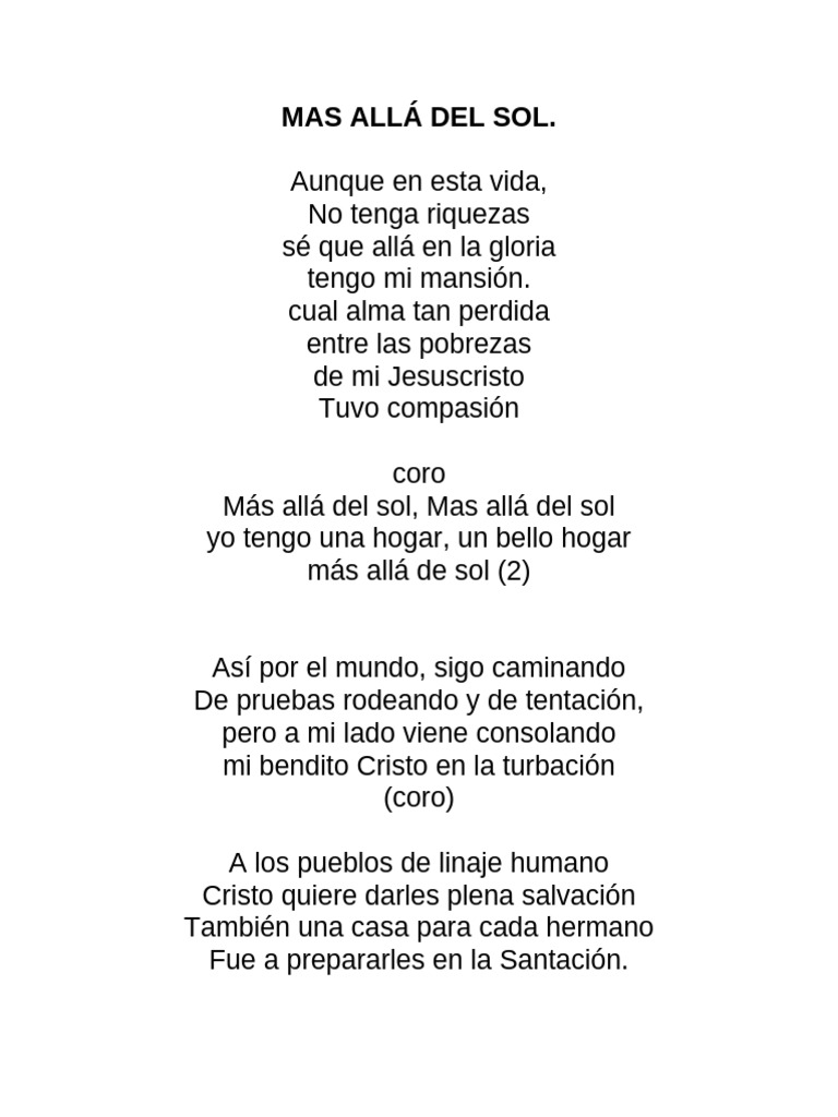 Canto Mas Allá Del Sol | PDF
