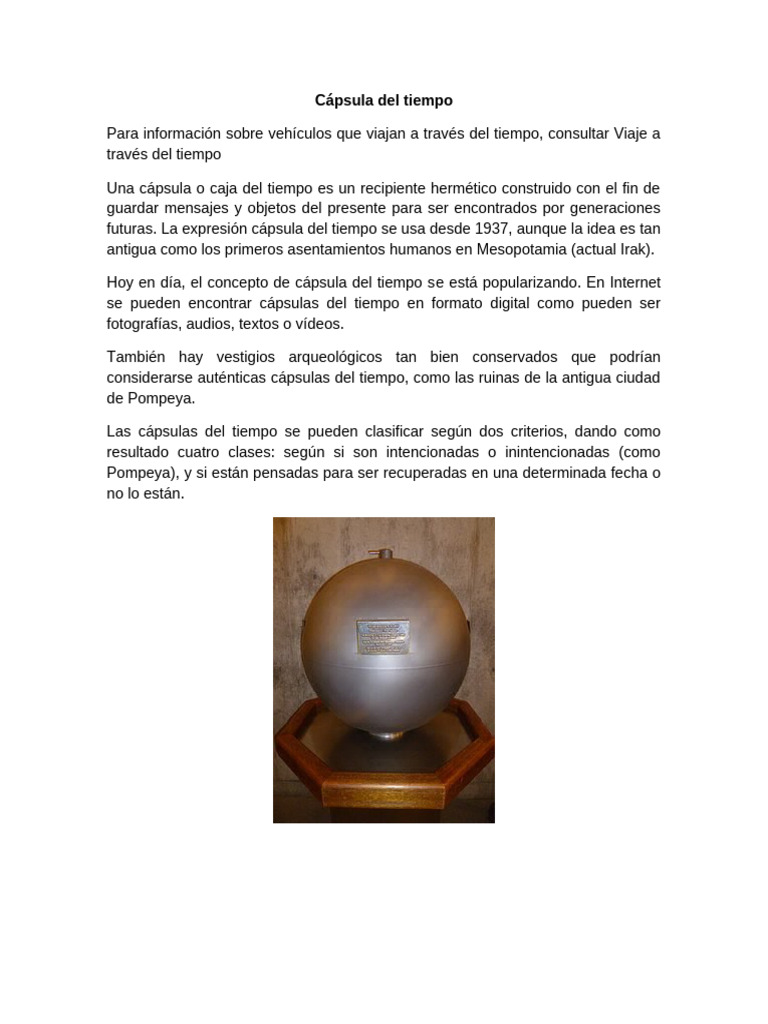 Cápsula Del Tiempo | PDF