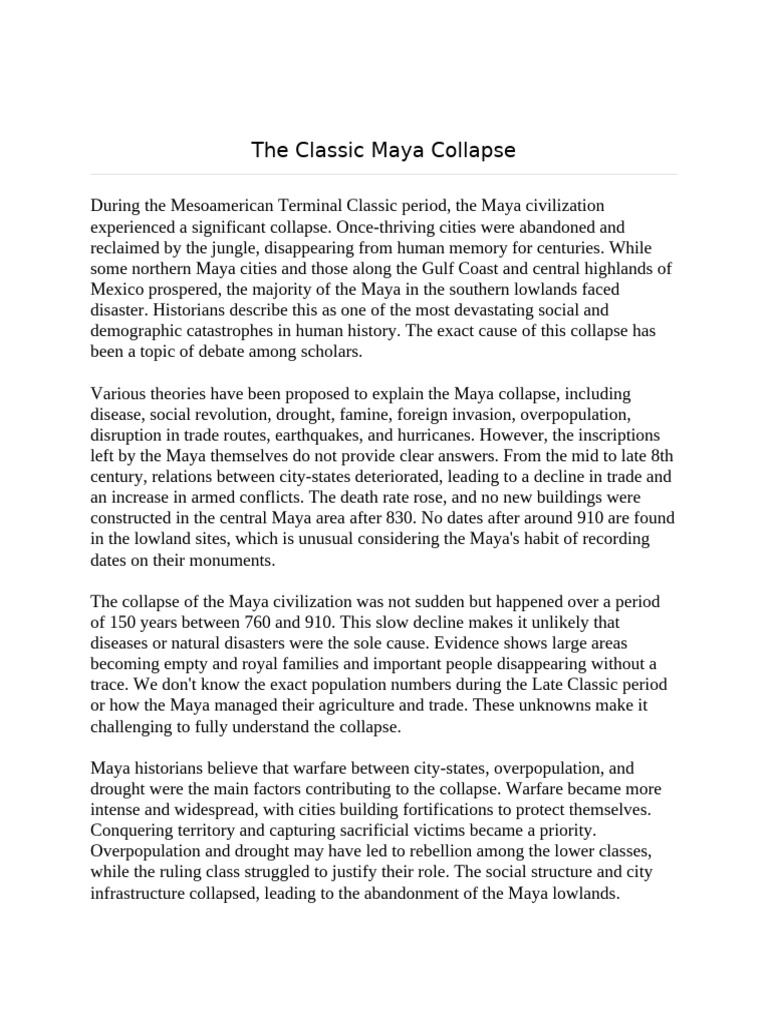 The Classic Maya Collapse Worksheet | PDF