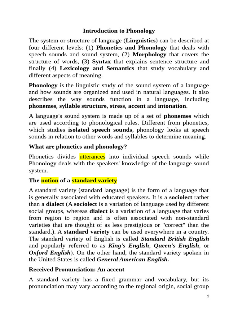 An Introduction To Phonology | PDF