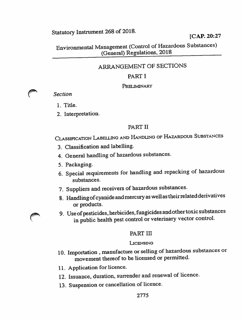 Environmental Management (Control of Hazardous Substances) SI 268 | PDF