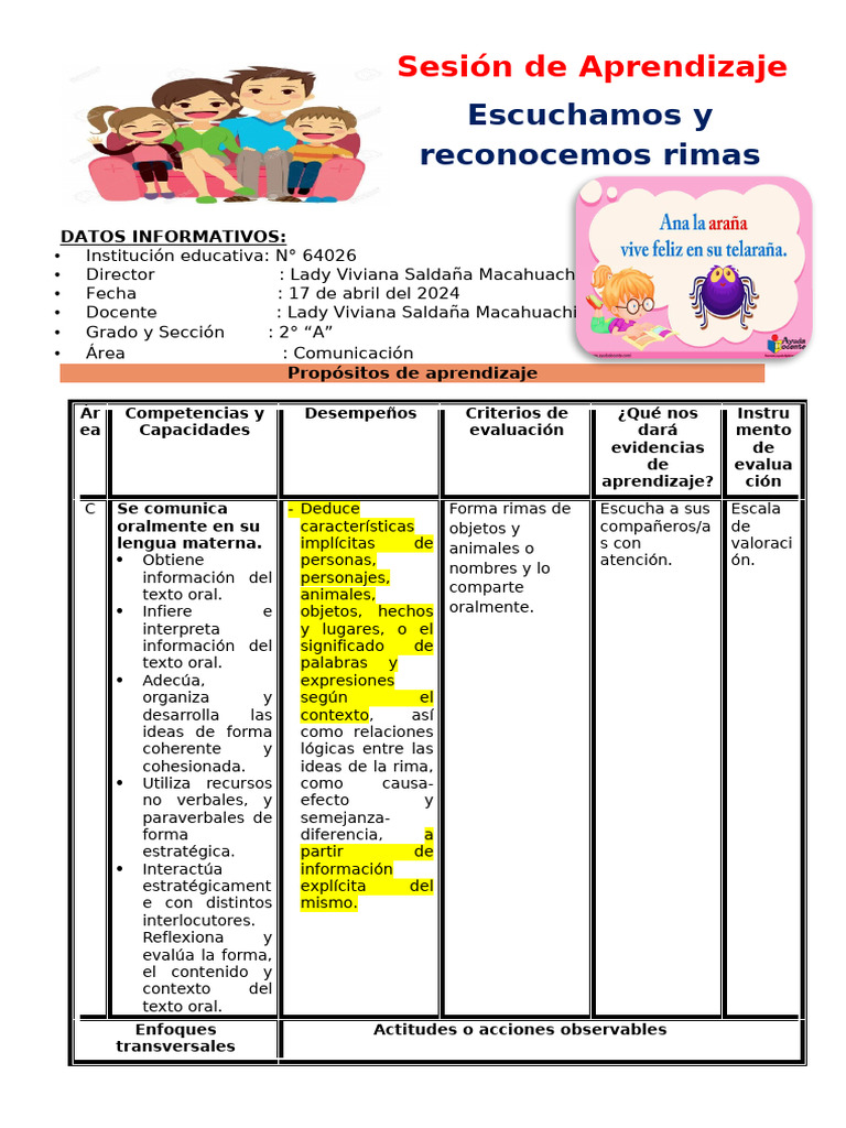 2° Sesión Día 3 Com Escuchamos y Reconcemos Rimas Unidad 3 Semana 4 | PDF