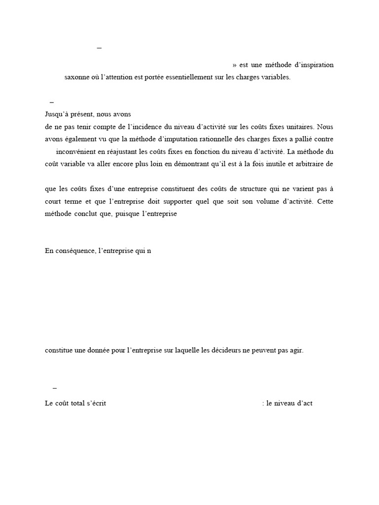 Chapitre VII 2020 Cout Partiel | PDF