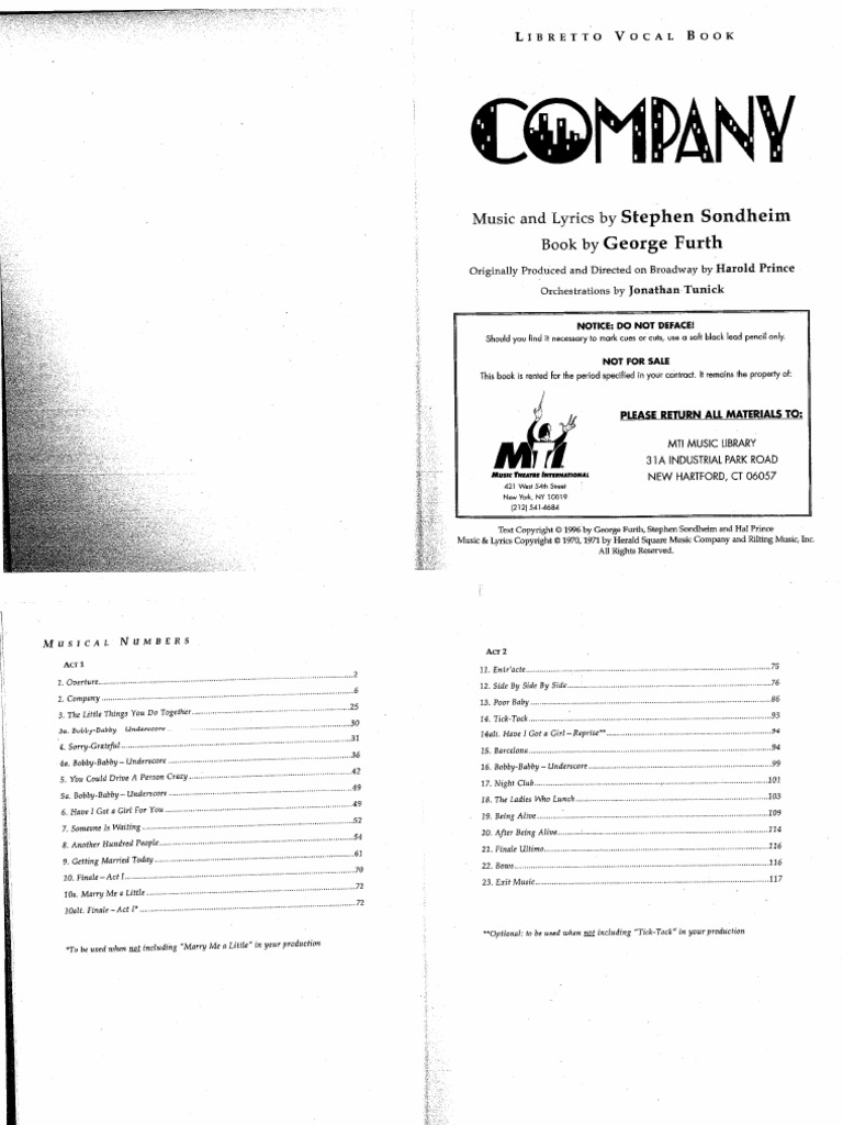 Company (1996) Libretto | PDF