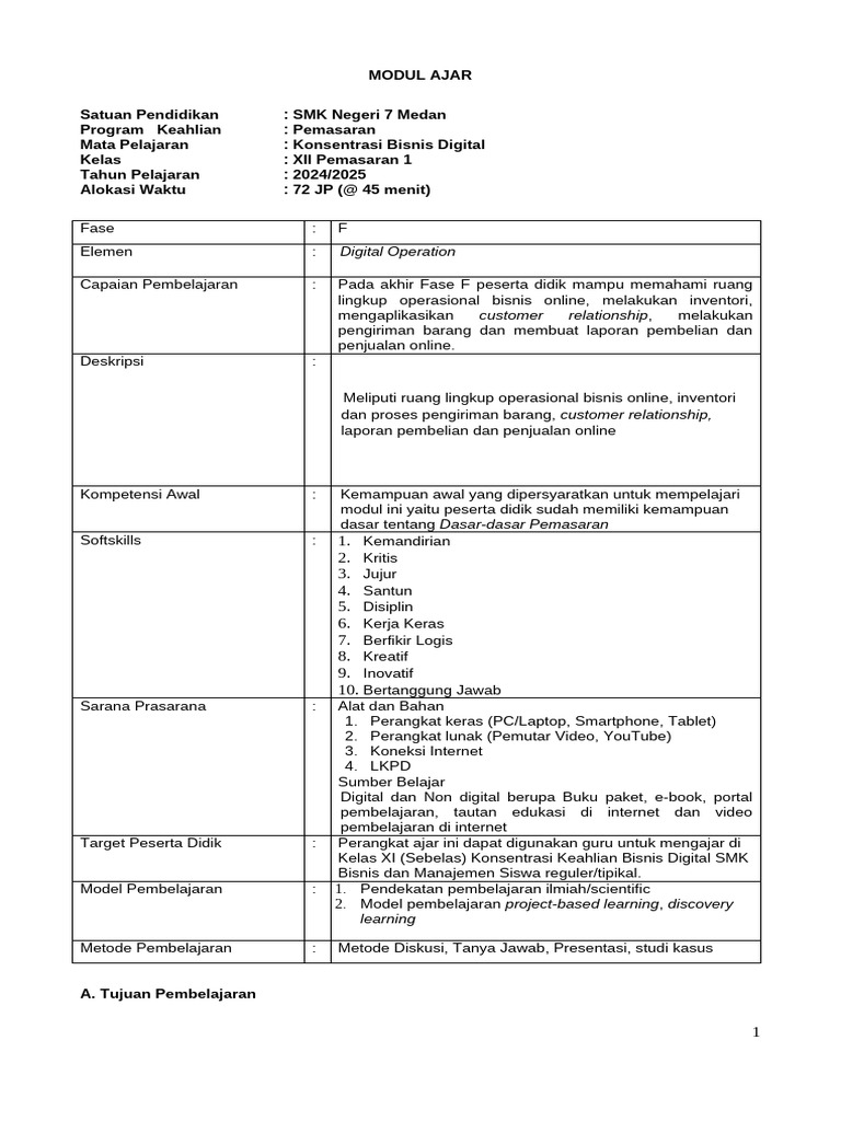 Modul Ajar Digital Operation | PDF