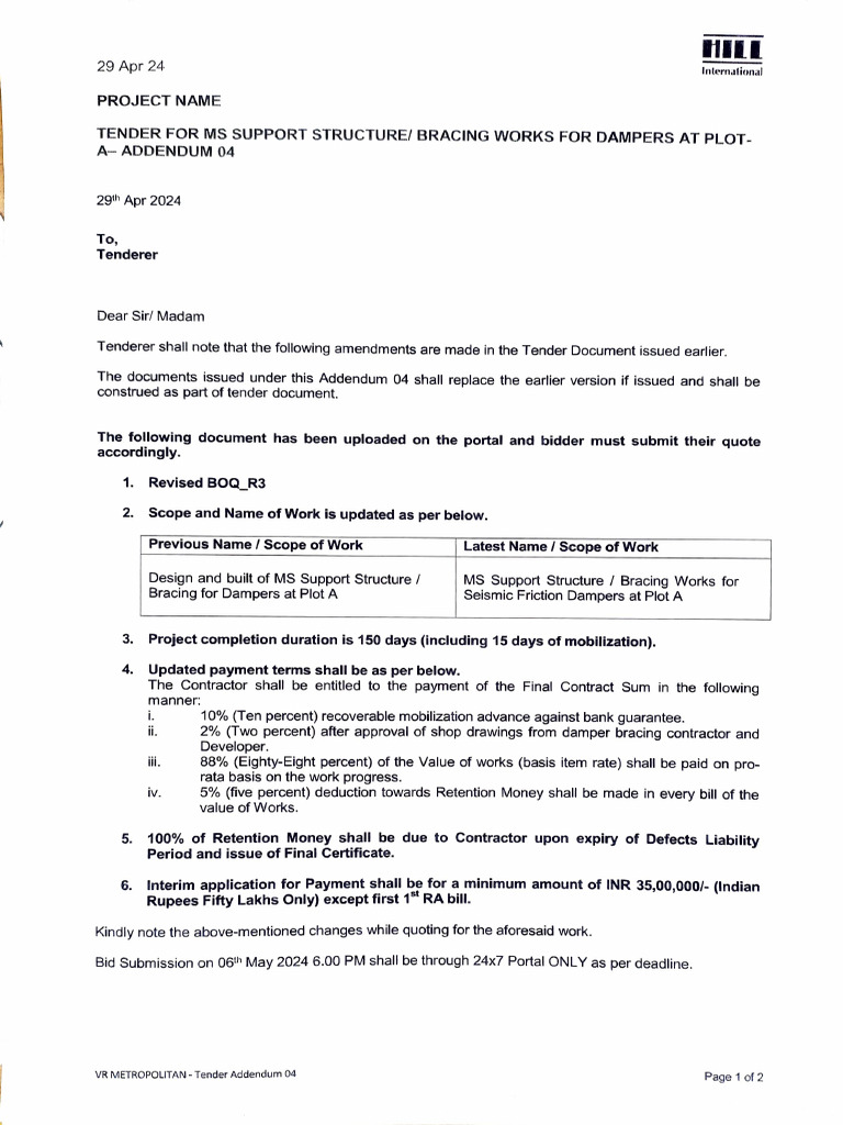 Tender Addendum | PDF