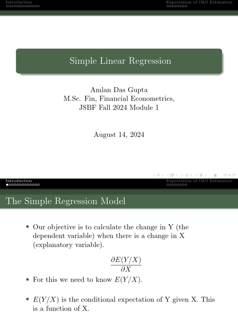 Lecture Slides Simple Regression | PDF