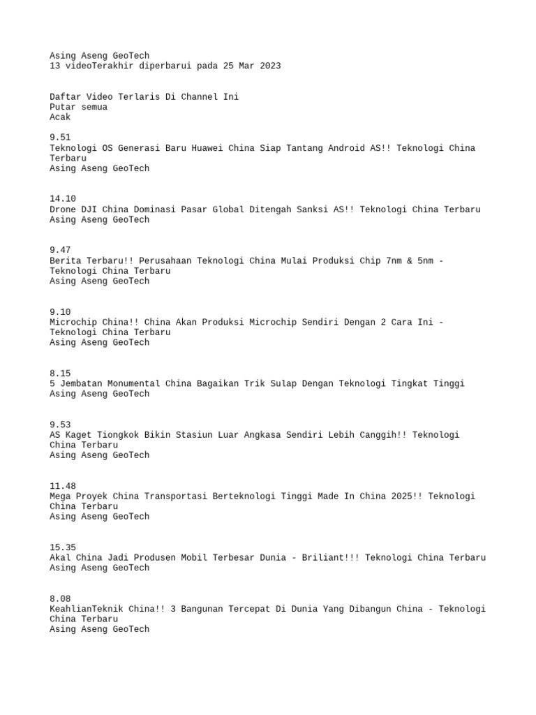 Asing Aseng GeoTech - 13 Videoterakhir Diperba | PDF