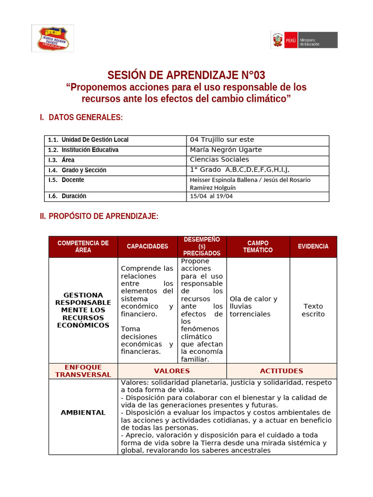 03 Sesión de Aprendizaje 1er - Grado - CCSS | PDF