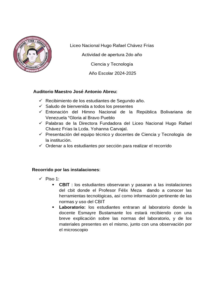 Agenda 2do Turno Tarde Inicio Año Escolar 2024-2025 | PDF