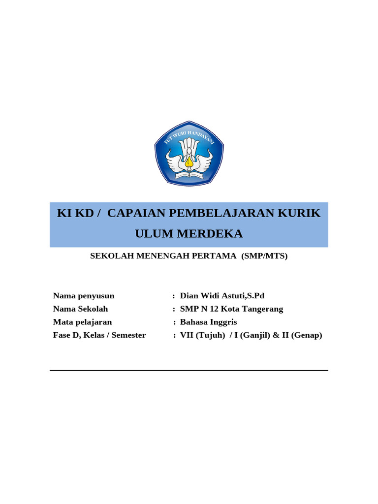 KI KD Atau Capaian Pembelajaran | PDF