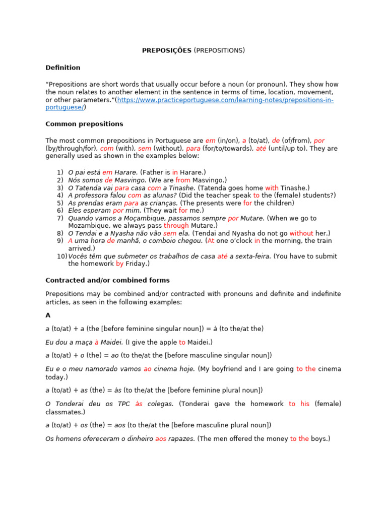 PREPOSIÇÕES | PDF