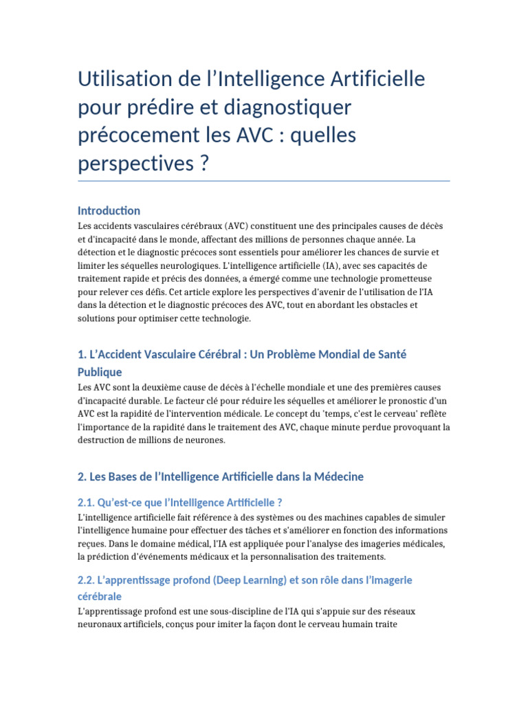 IA pour Prédire et Diagnostiquer les AVC | PDF | Self-Improvement | Computers