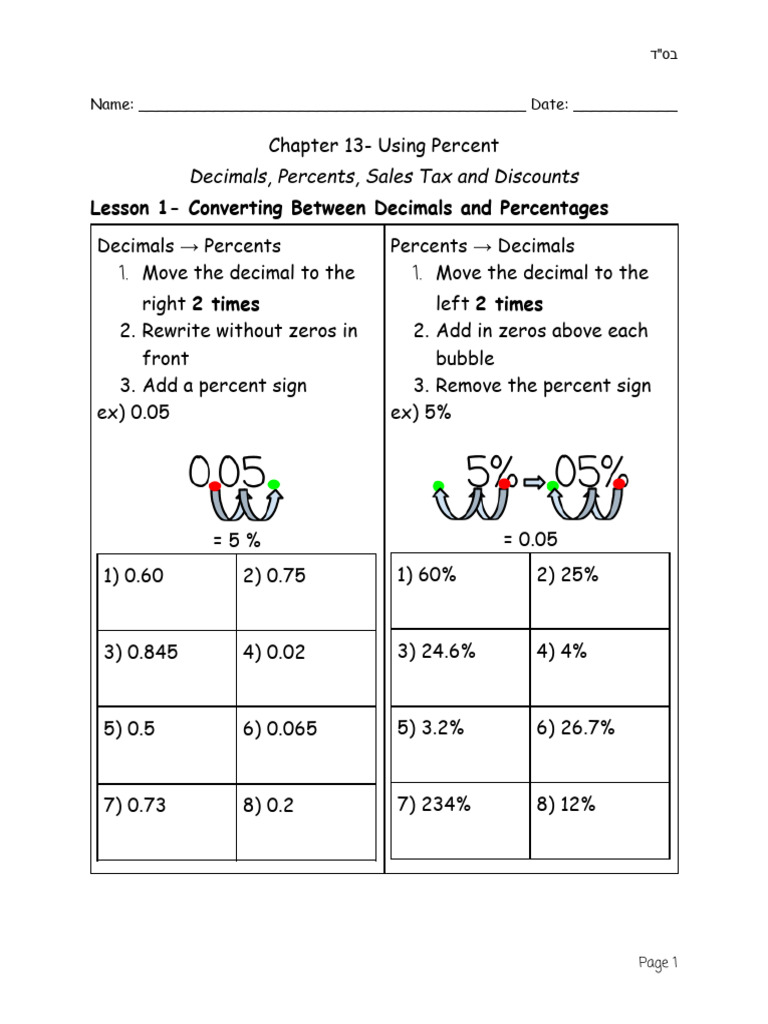 Math Packet Decimals and Percentages | PDF