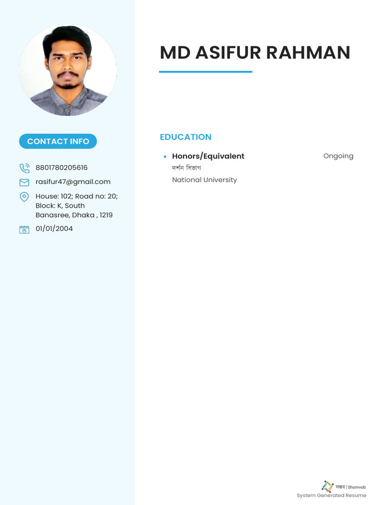 Created CV MD ASIFUR RAHMAN | PDF