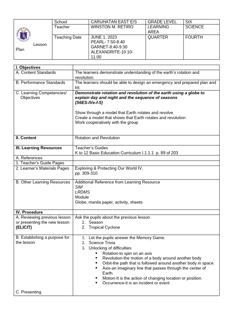 Lesson Plan in Science 6 CO2 | PDF