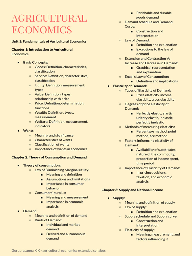 Agricultural Economics Extended Syllabus | PDF