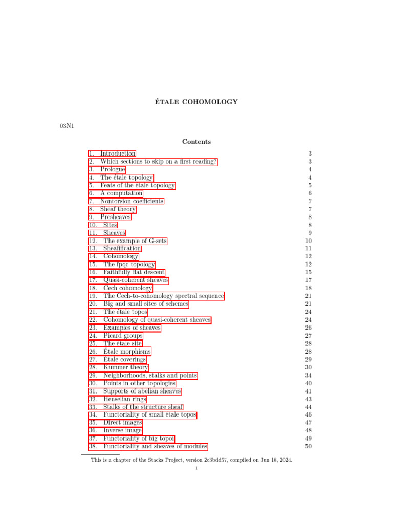 Etale Cohomology | PDF