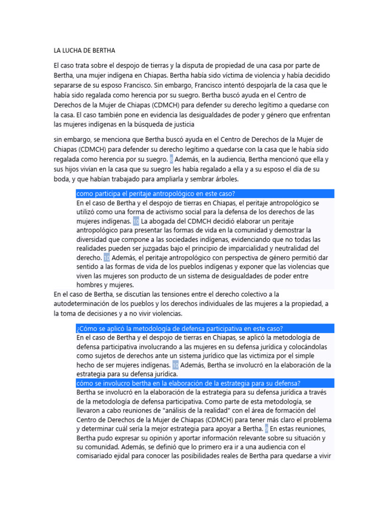 La Lucha de Bertha | PDF