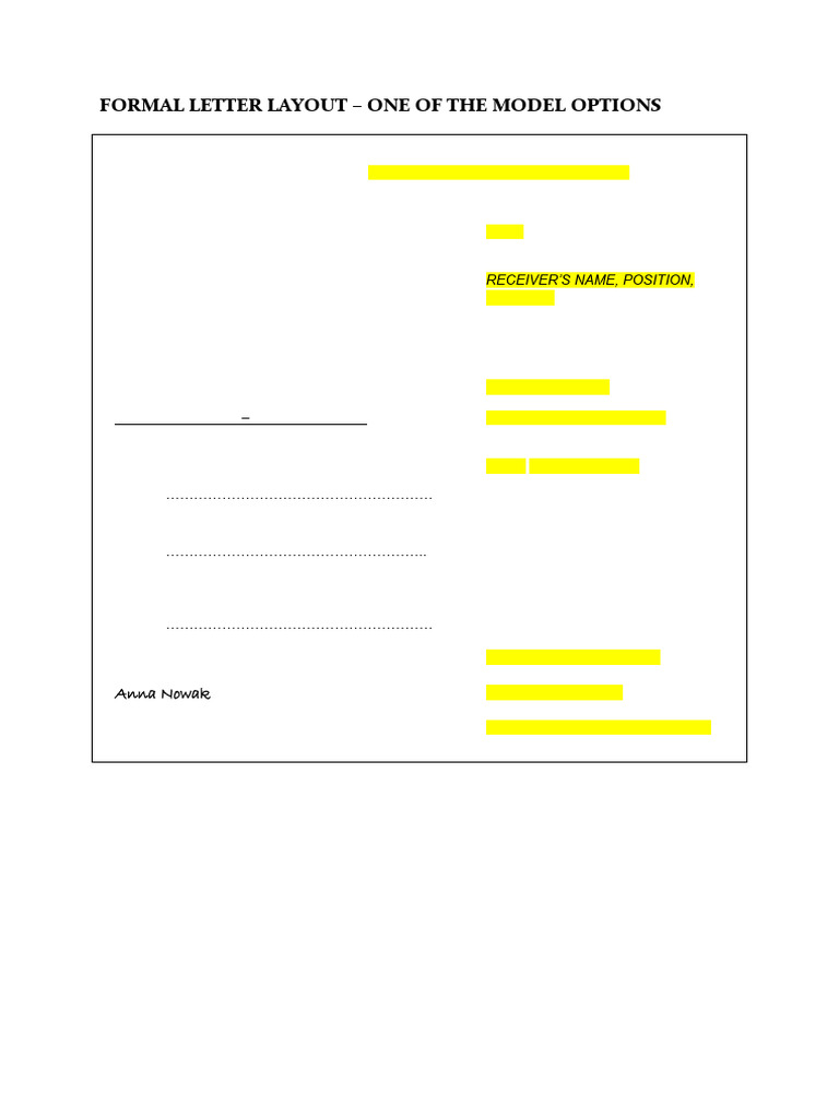 Formal Letter Layout - Letter of Application - Covering Letter | PDF