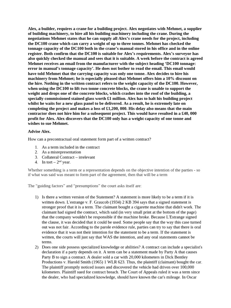 Misrepresentation question | PDF