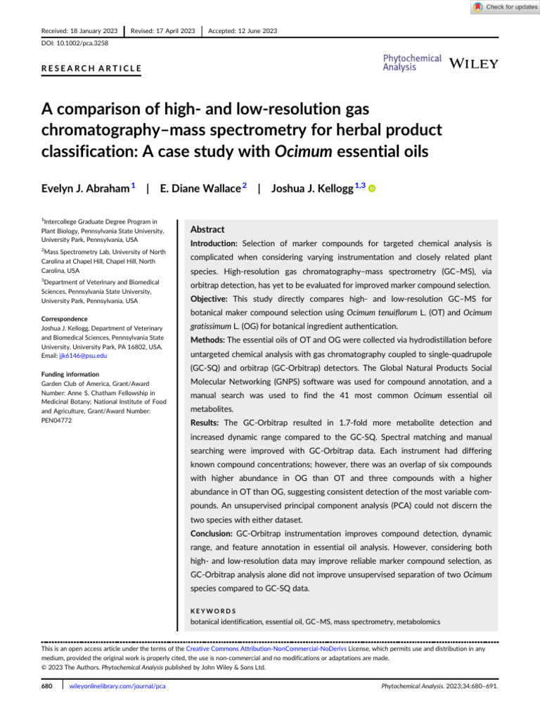 A Comparison of High-And Low-Resolution Gas Chromatography Mass ...